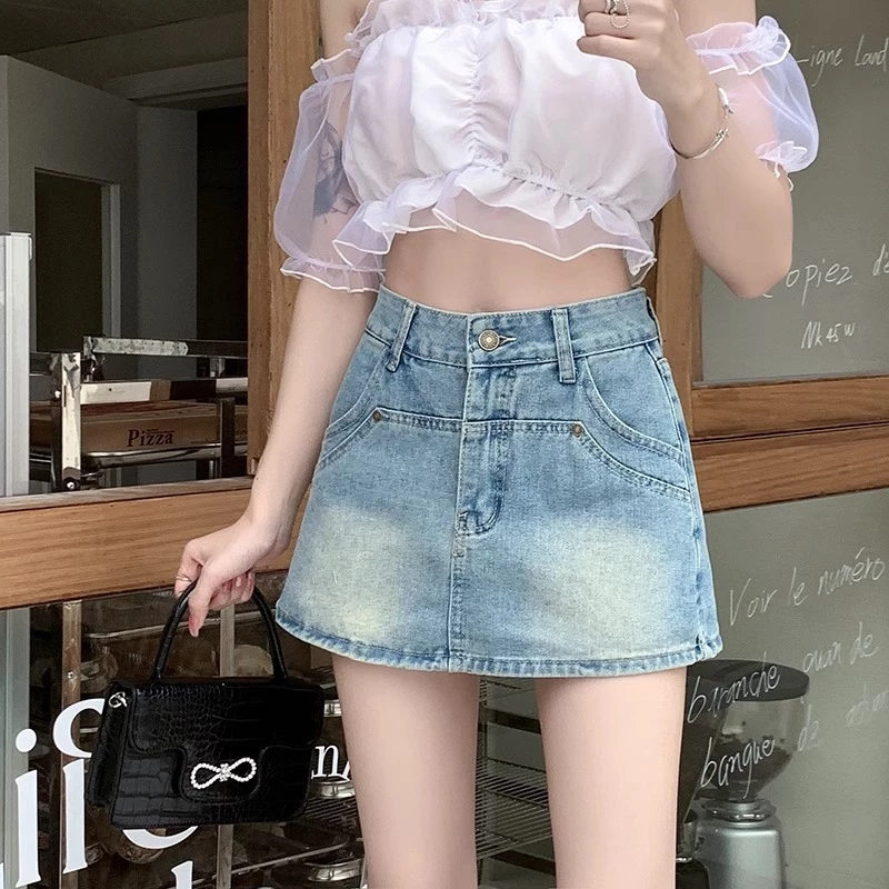 Skort High Waist for Women Plus Size S-XXL High Waist Denim Skirt Women ...