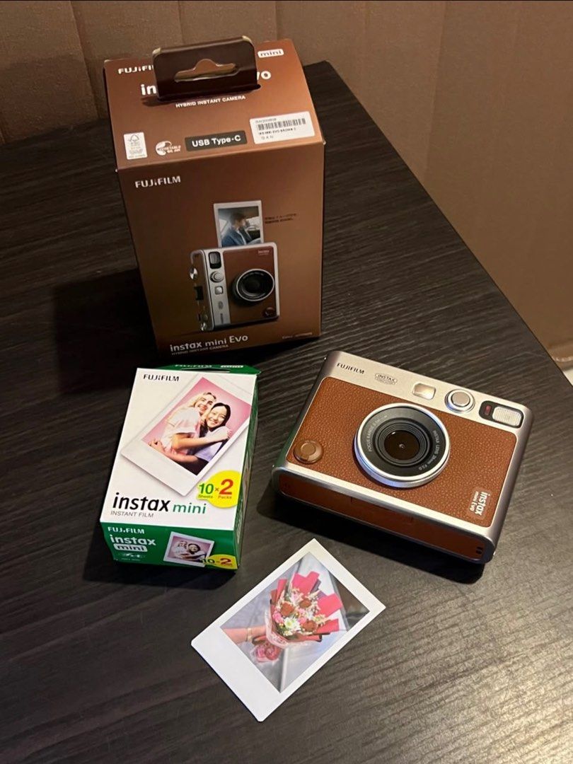 【HOT SALE】Pre-Loved Instax Mini EVO Brown Hybrid Digital + Instant ...