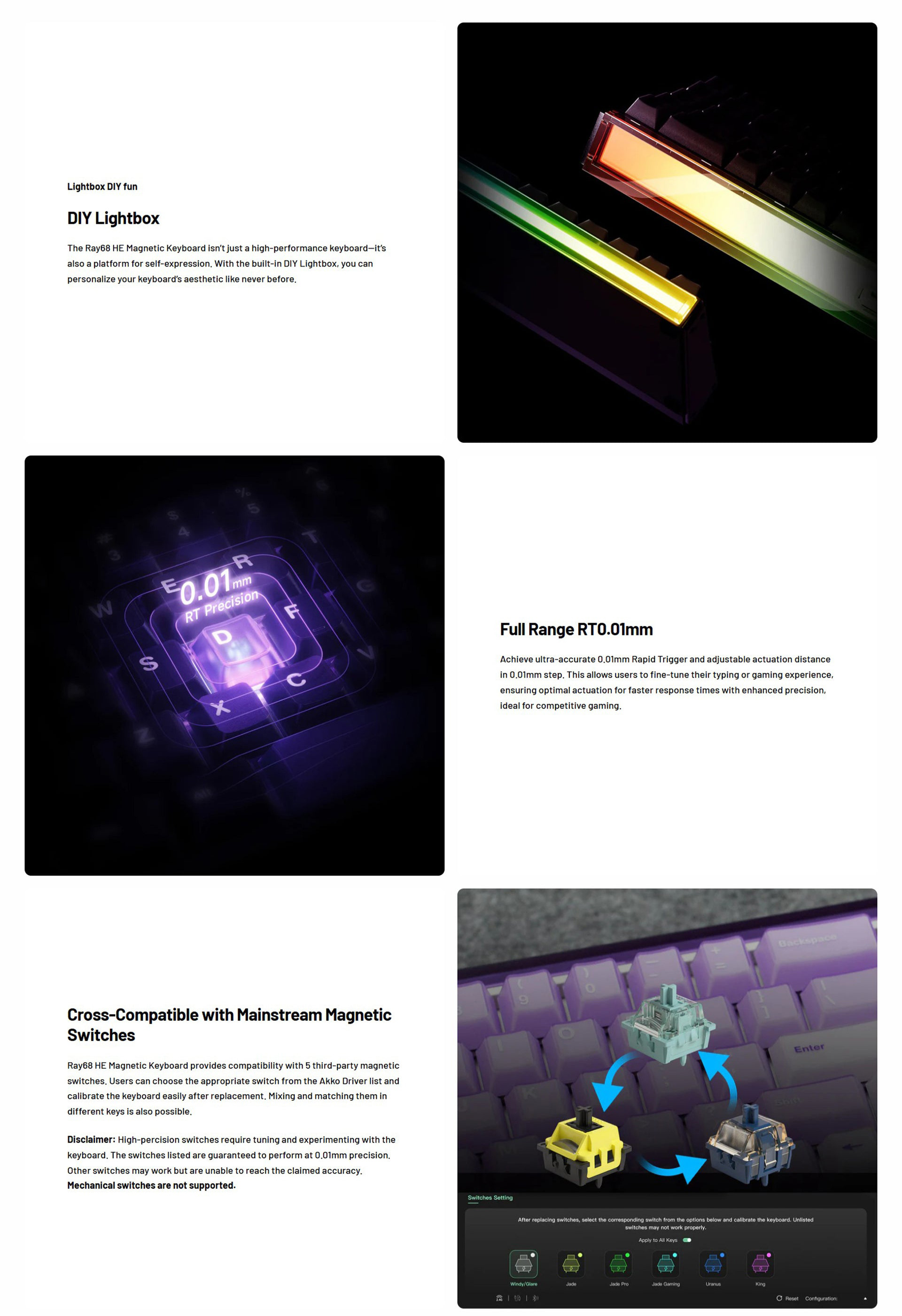 Akko Ray68 RGB Wired Mechanical Keyboard (Misty Pink & White) (Akko ...