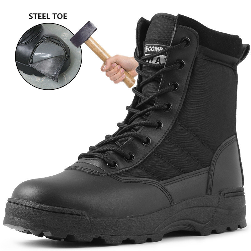 Steel Toe Safety Work Boots for Men Anti-smashing High Cut Work Shoes ...