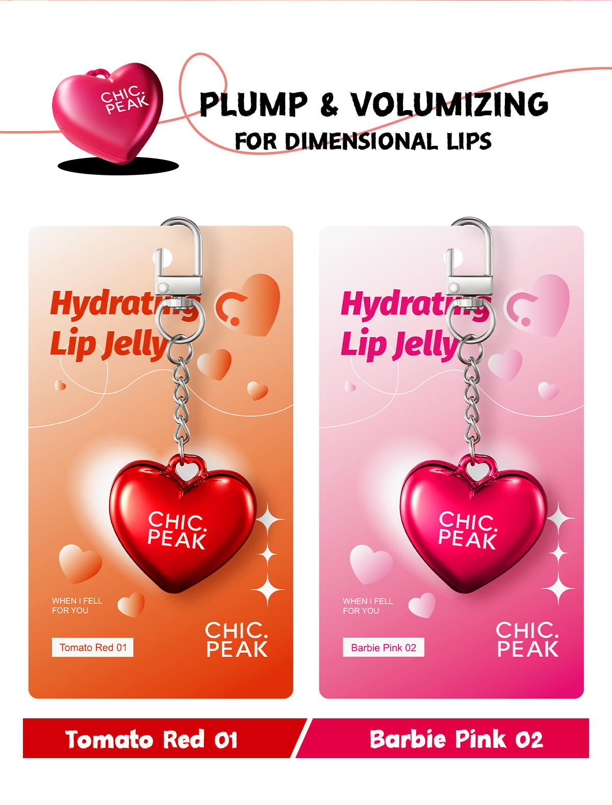 CHIC.PEAK Heart Lip Jelly Gloss: Hydrating Plumping Waterproof Lip ...