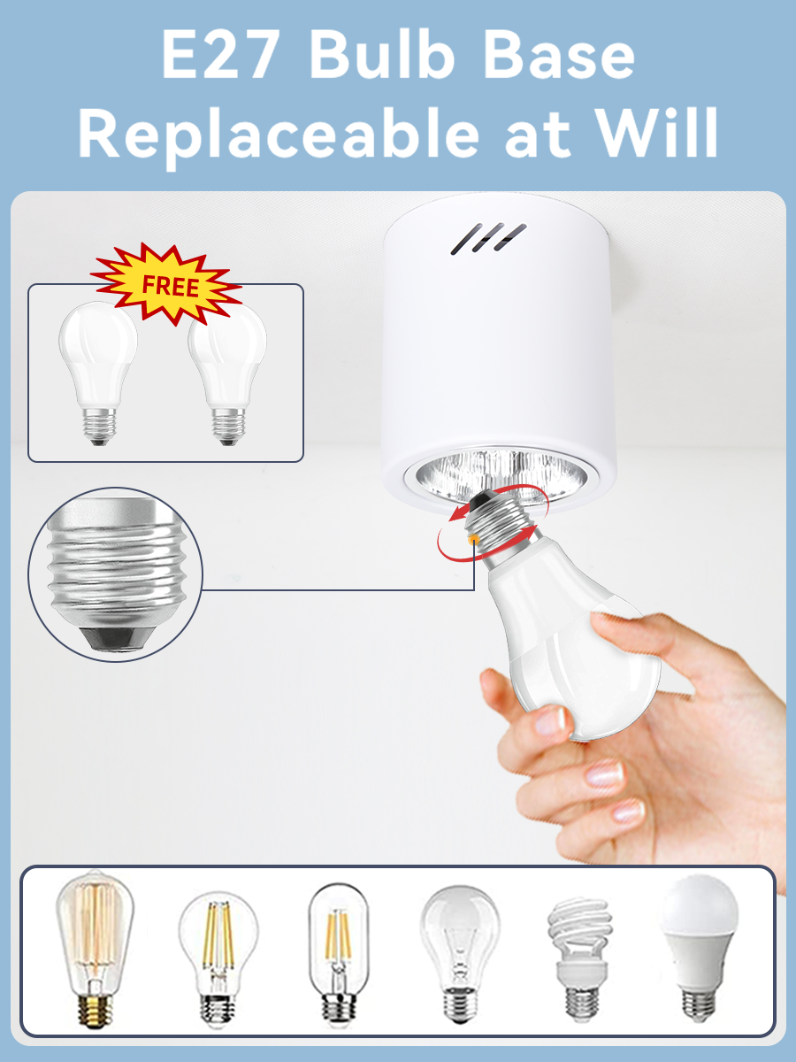 Surface Mounted Downlight Tricolor Pin Light Replaceable Bulb Spot ...