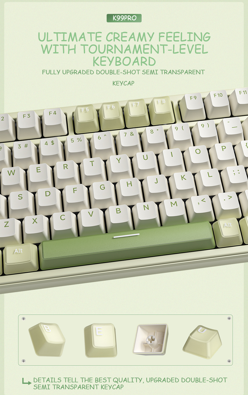 Furycube K99PRO Wireless Mechanical Keyboard 99 Keys RGB Gasket ...