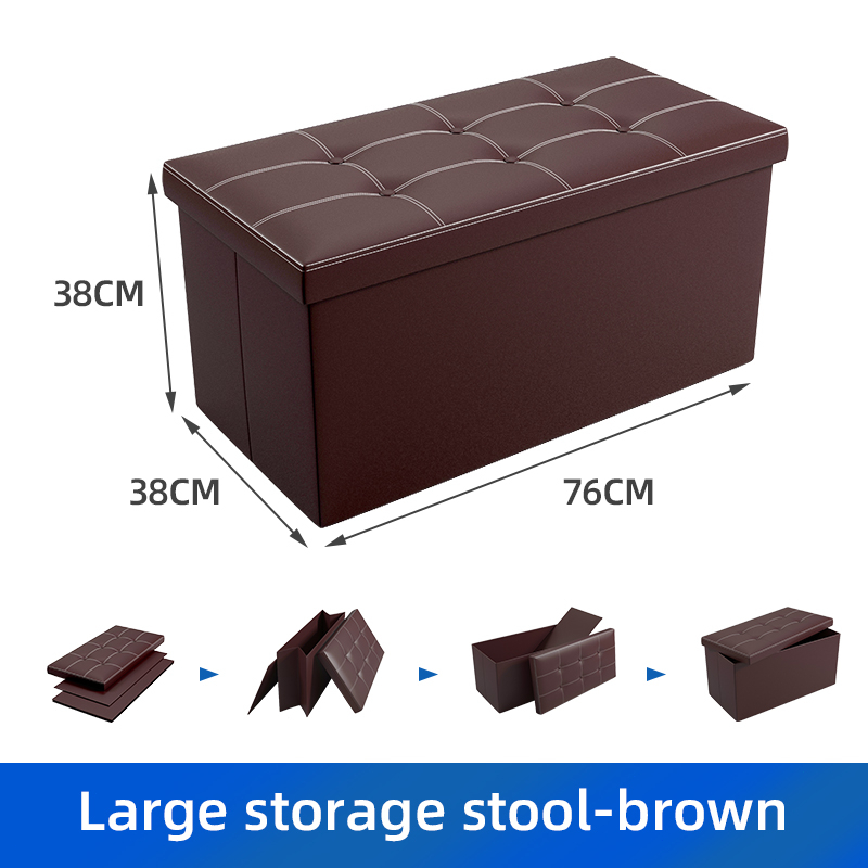 Foldable Sofa Storage Box Stool Chair Waterproof Leather Footstool ...