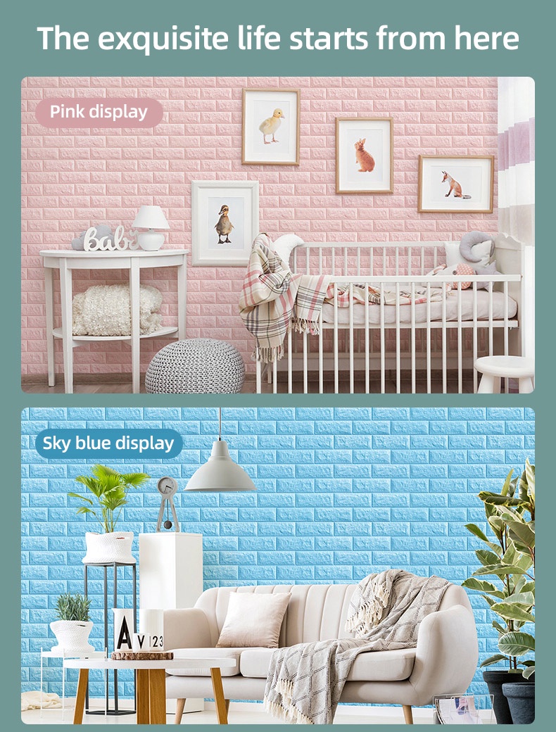 Wallpaper 50pcs 35X38.5cm Wall Stickers PE Foam 3D WallPaper Brick ...