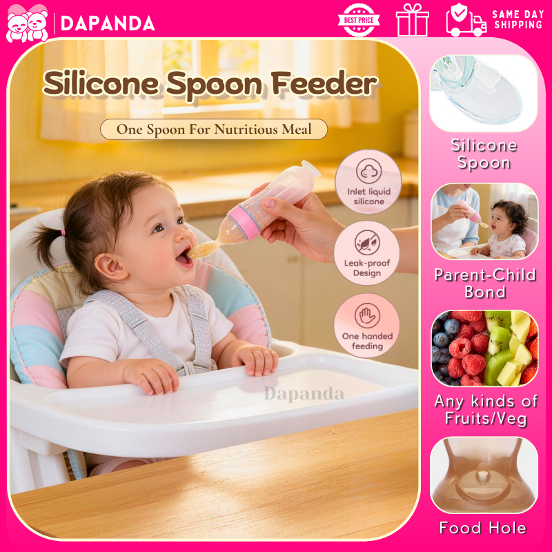 DAPANDA Infant Baby Silicone Feeding Spoon Feeder for Kids Smashed Food ...