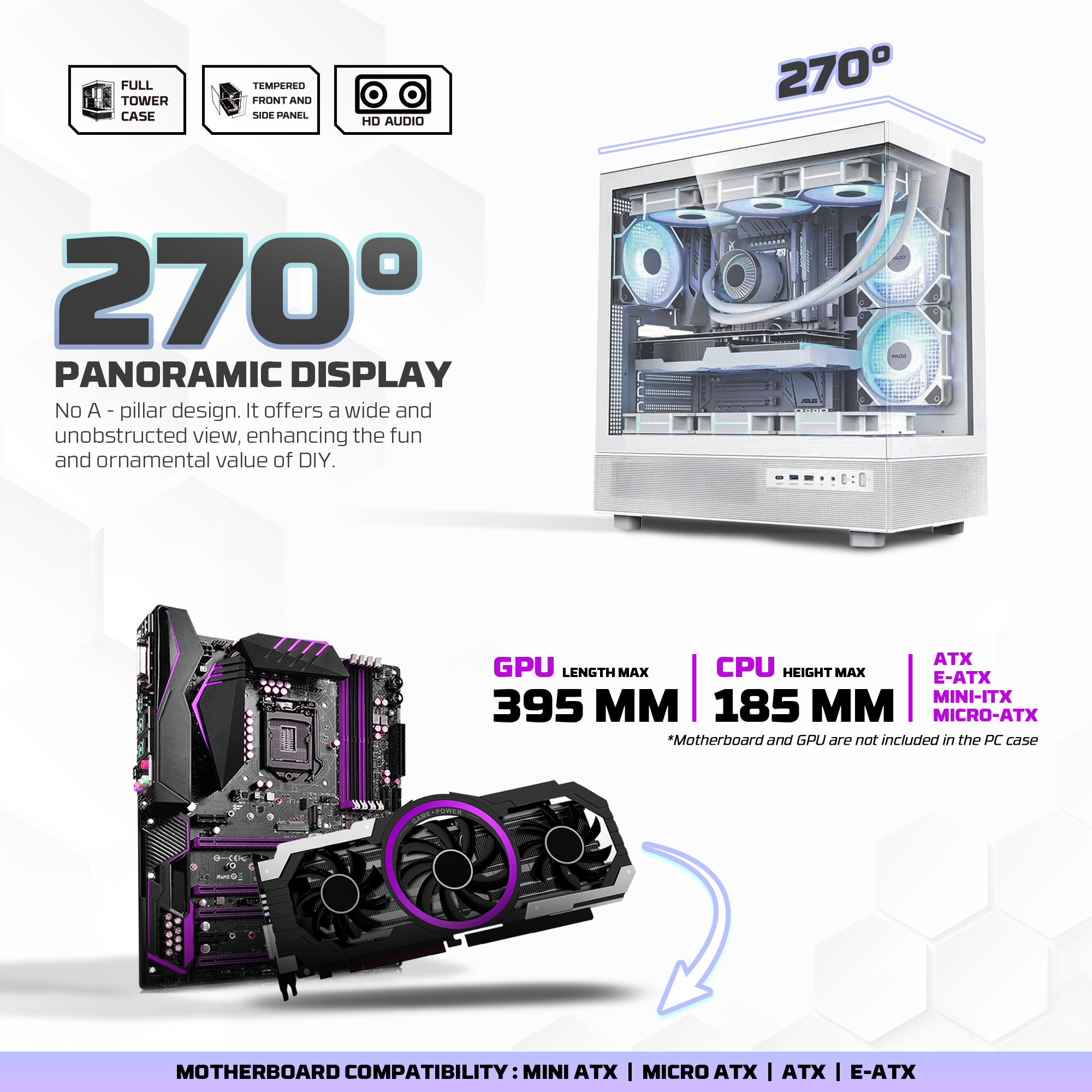 Fantech Lumina L CG86 Full Tower Case Gaming PC Case with 6 Free ARGB ...