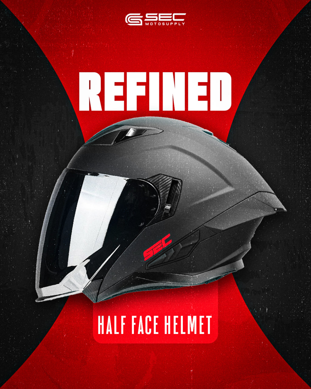 SEC Refined Half Face Helmet For Motorcycle– Gloss/Matte (M–XL ...