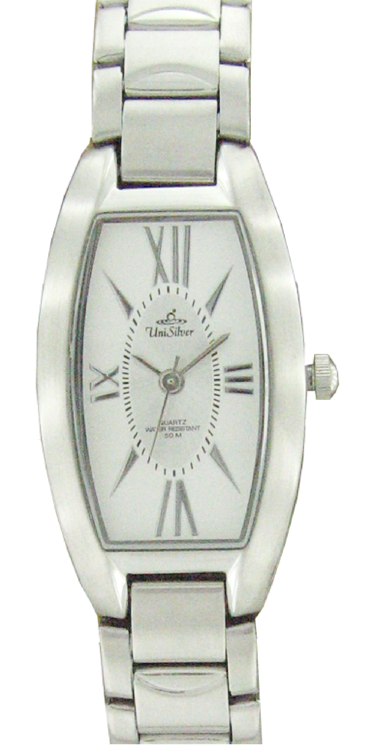 UniSilver TIME Women's Metallic Silver/White Dial Steel Analog Watch ...