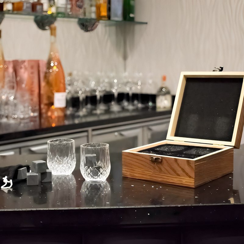 Whiskey Stones Glasses Set In Wooden Box Father'S Day Christmas Gift ...
