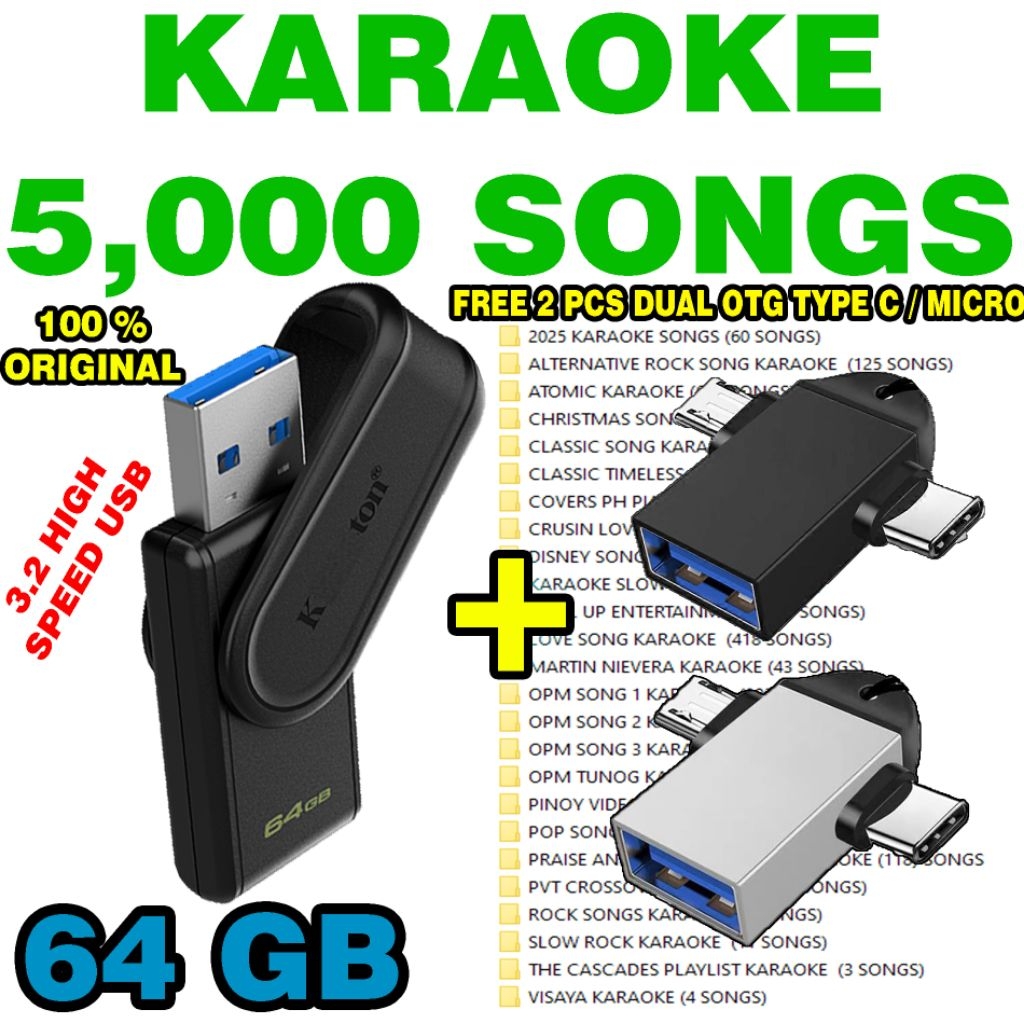 USB FLASHDRIVE WITH OFFLINE KARAOKE SONGS/MUSIC HIGH QUALITY FREE DUAL ...