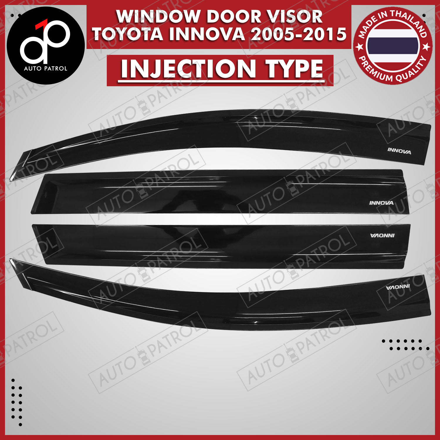 TOYOTA INNOVA 2005-2015 Window Door Rain Visor Black (INJECTION TYPE ...