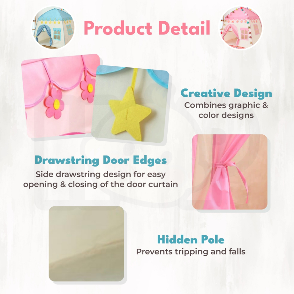 Tent For Kids Play House Big Size Metal bracket With Ball Lights ...