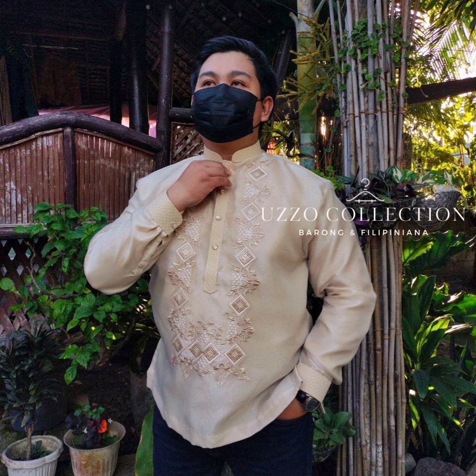 HABLON II Beige Modern Barong Tagalog Pinya Organza Chinese Sports ...