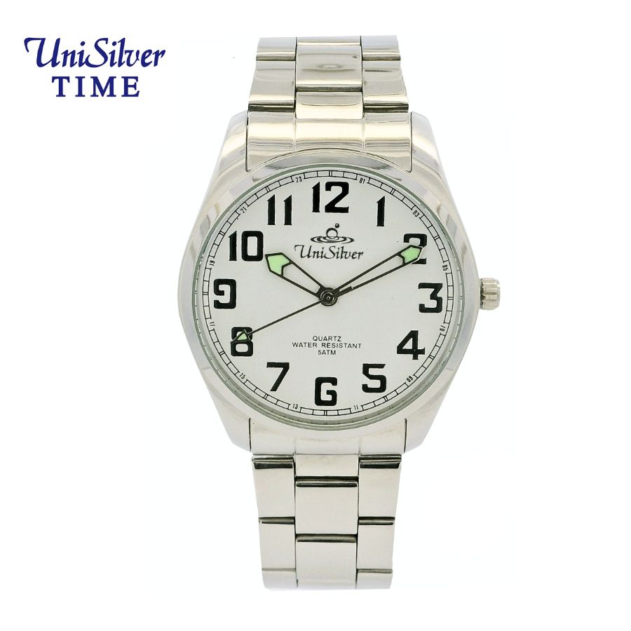 UniSilver TIME Mens Silver/White Analog Stainless steel watch KW5287 ...