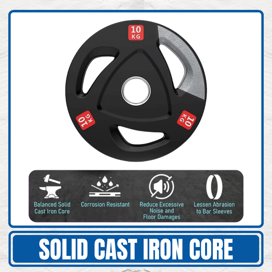 Olympic Weight Plates Tri-Grip Heavy Duty Rubber Coating for home and ...