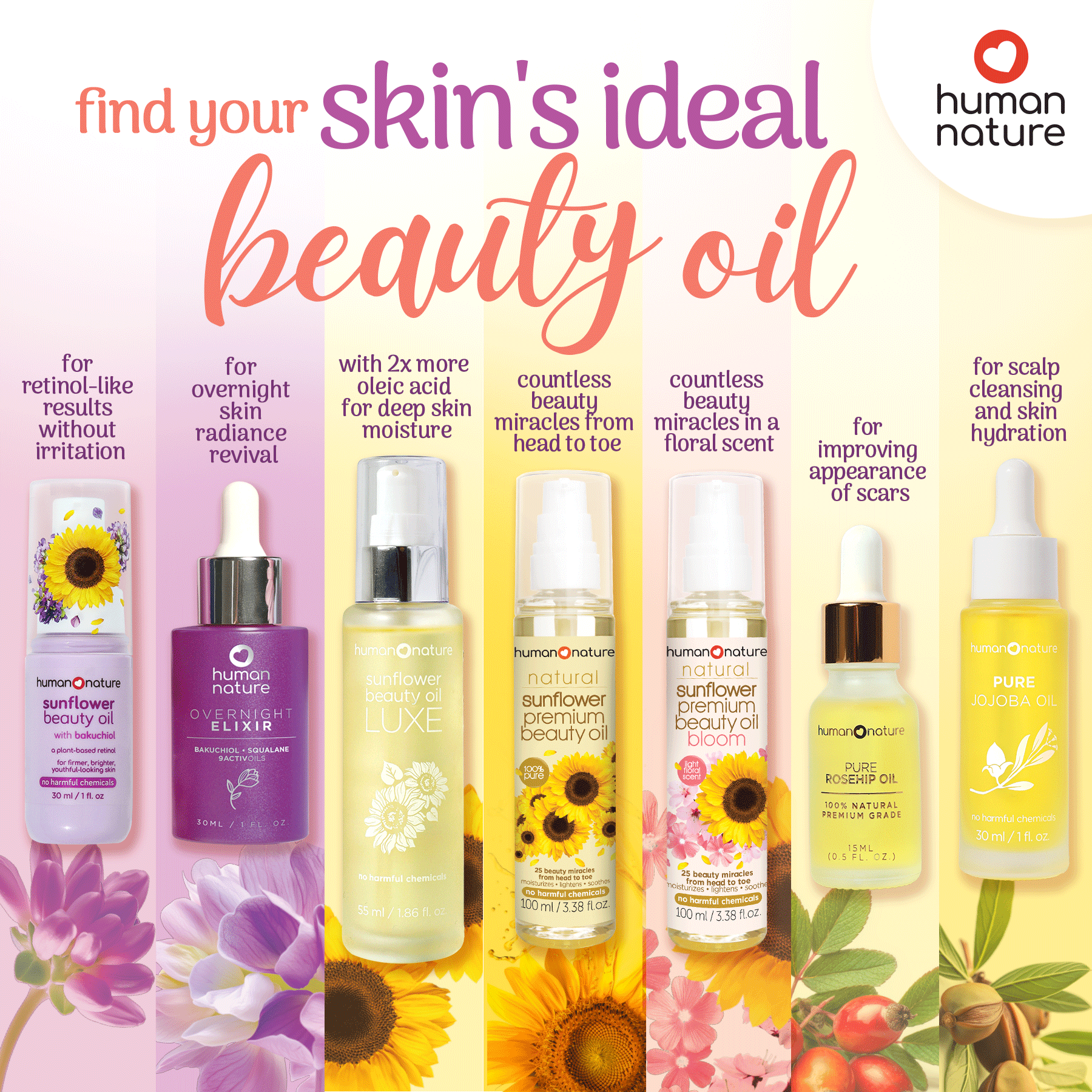 Human Nature Rosehip Oil for Dry Skin Face Moisturizing Glow Care ...