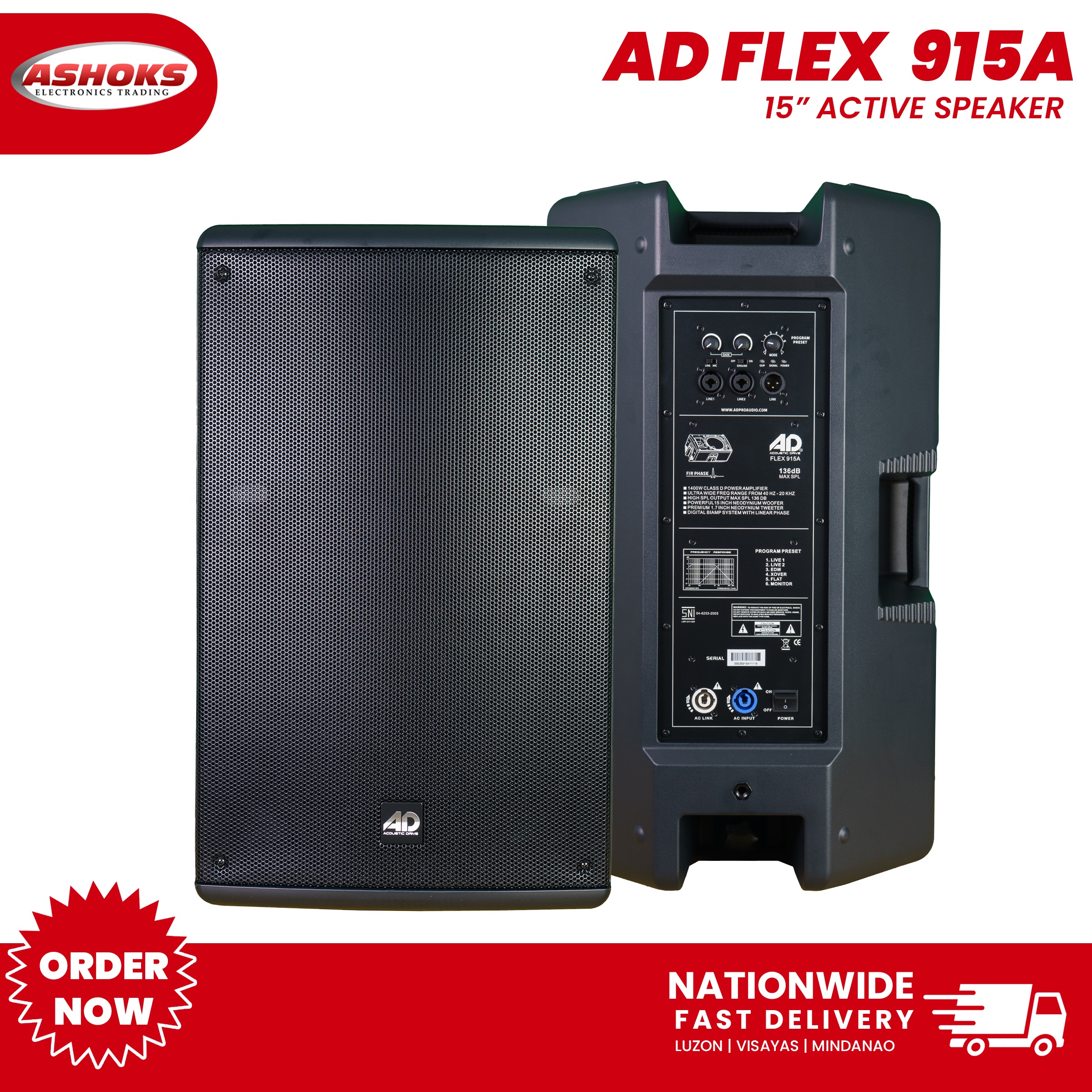 AD FLEX 915A Active Speaker 1400W FIR 2 Way flexible System | Shopee ...