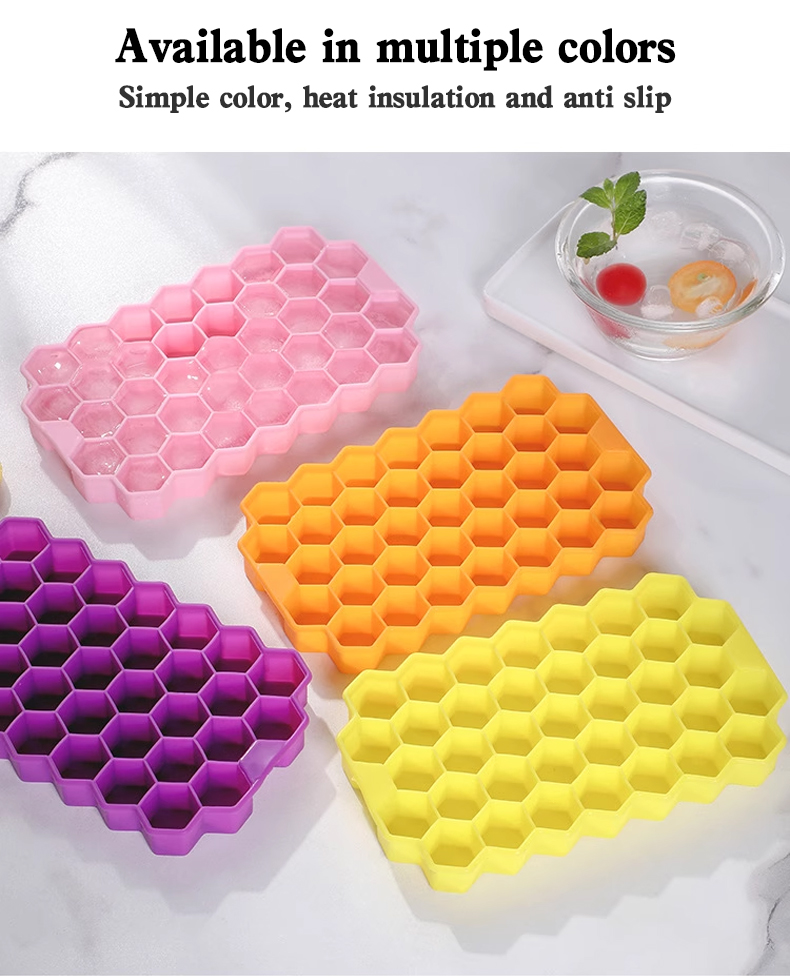37 Grids Silicone Ice Cube Molder Tray Fruit Popsicle Maker with Square ...