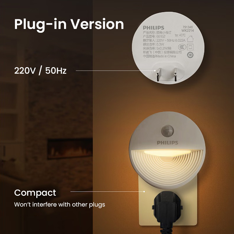 Philips LED Wall-mounted Night Light with Light Sensor & Motion Sensor ...
