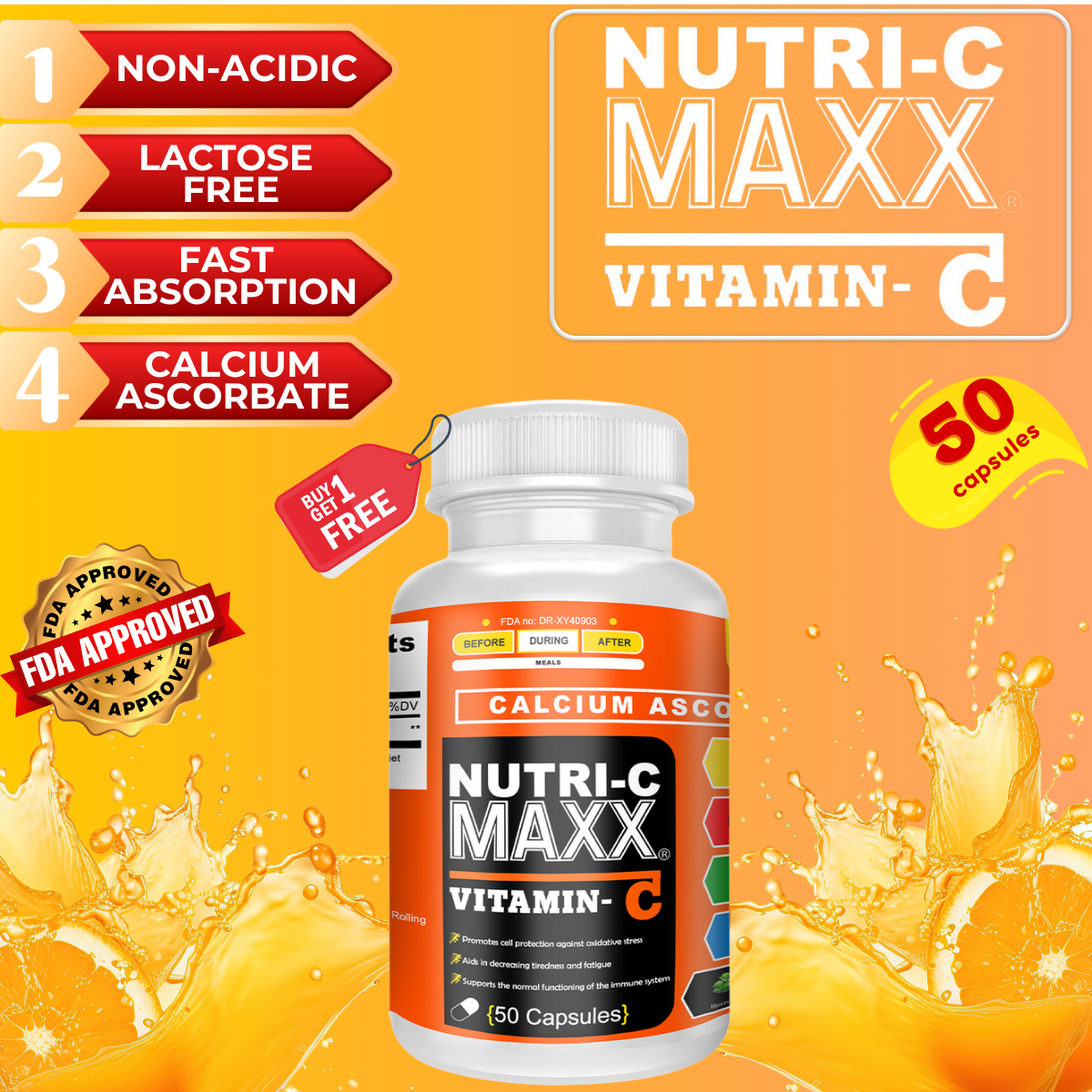 NUTRI-C MAXX Vitamin C Vitamin C Total Non Acidic Calcium Ascorbate ...