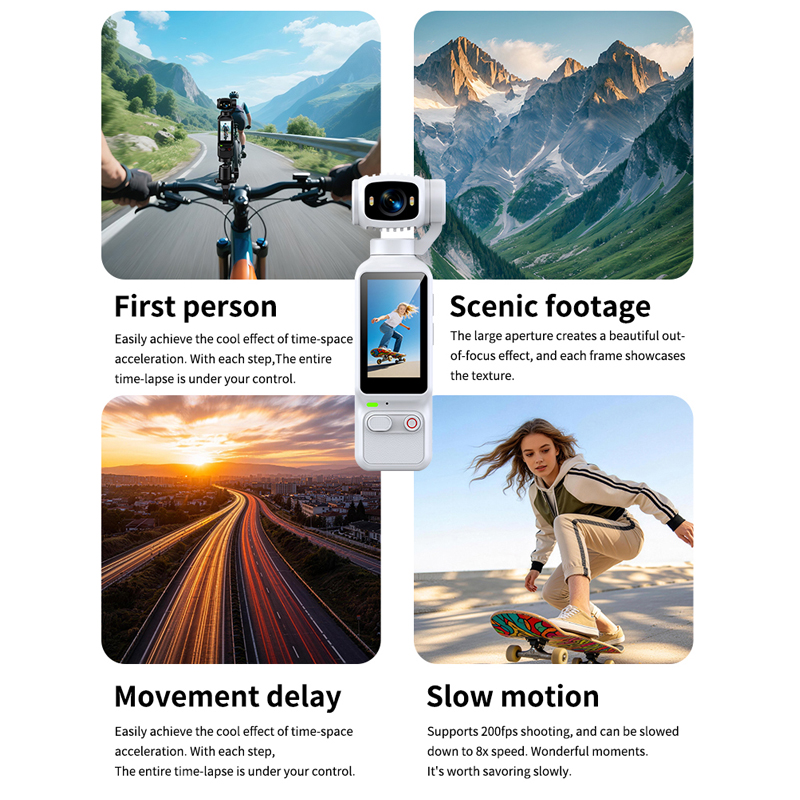 4K Action Camera 180° Rotatable Lens Fill Light Handheld Sports ...