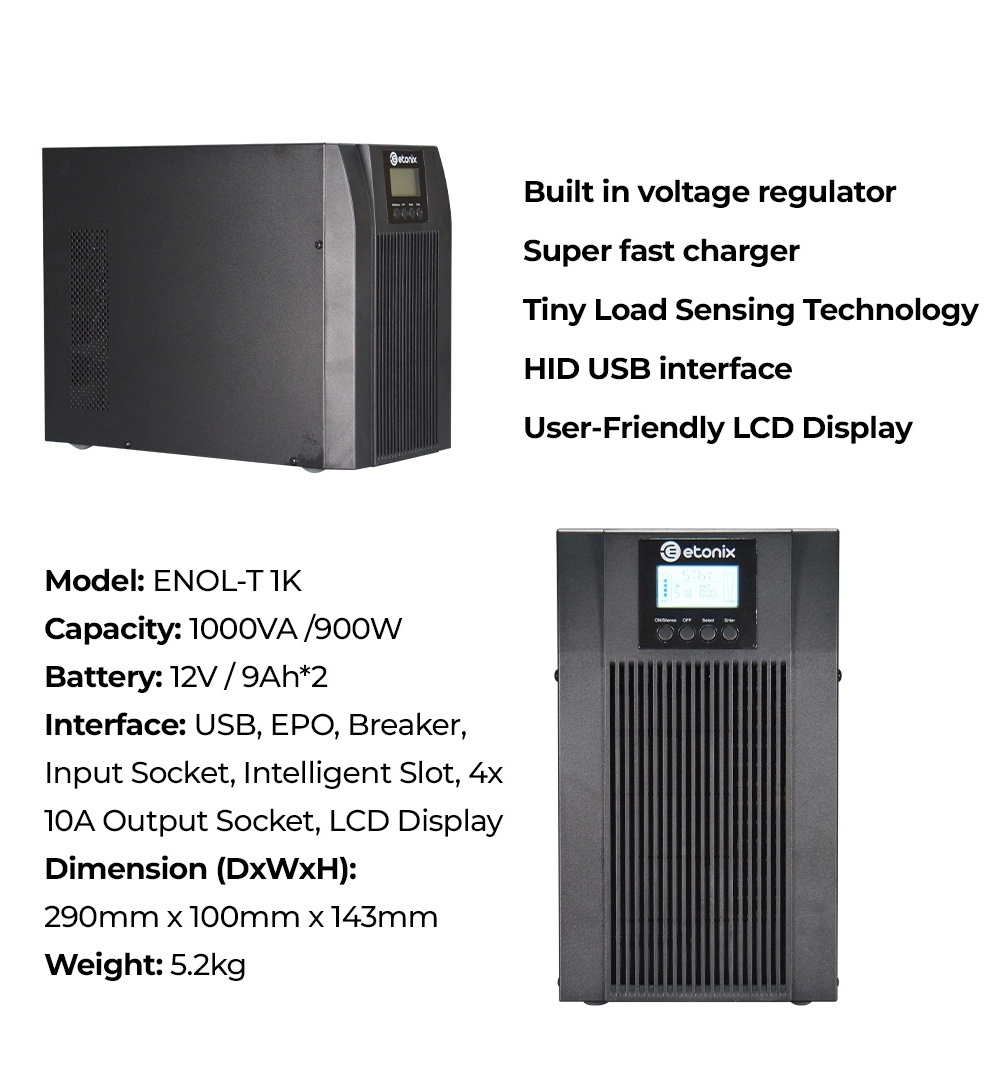 Etonix Online UPS 1000VA with AVR Uninterruptible Power Supply For ...