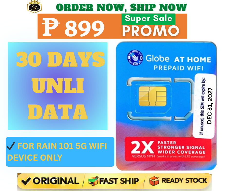 GLOBE AT HOME PREPAID WIFI SIM CARD 30 DAYS UNLIDATA FOR 5G GLOBE RAIN ...