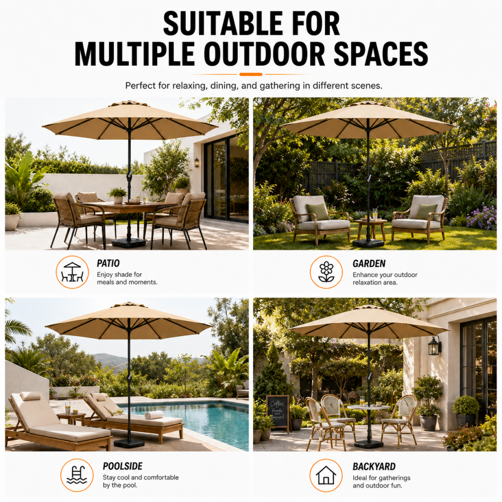 2.7M Big Outdoor Patio Umbrella Garden Umbrella Tilt & Crank UV ...