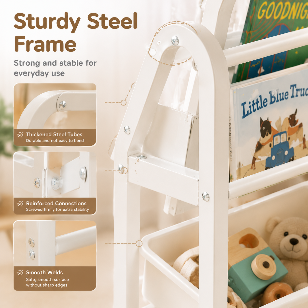 Kids Bookshelf Toy Organizer Book Rack Montessori Bookcase Storage ...