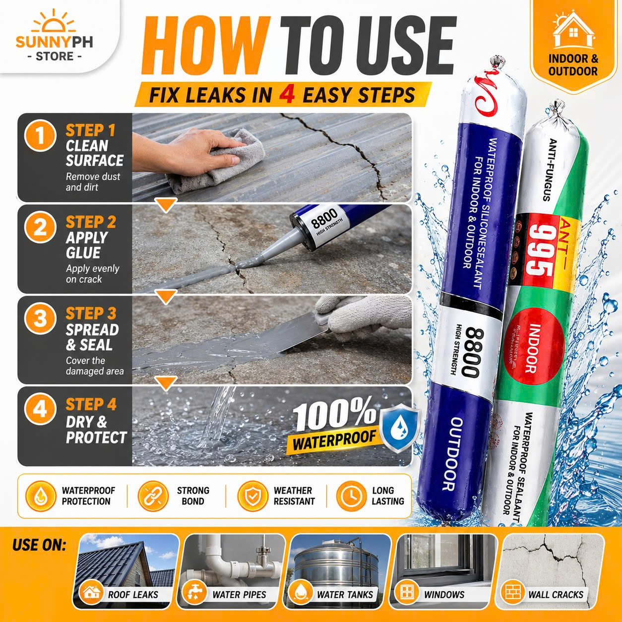 Super-adhesive, waterproof silicone sealant has high bonding strength ...