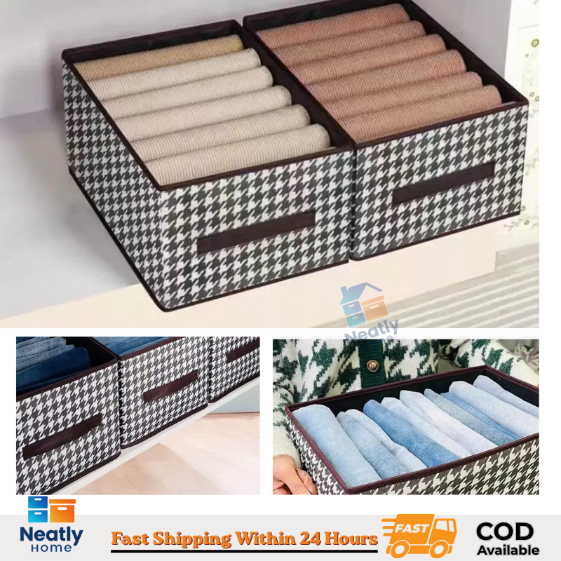 Houndstooth Pattern Organizer Box Foldable Clothes Toys Socks Storage ...