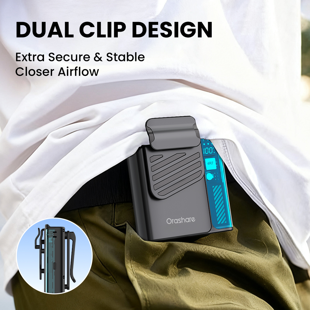 Orashare WF04 Waist Fan 5 Speed Strong Wind 4000mAh Slim Hands Free ...