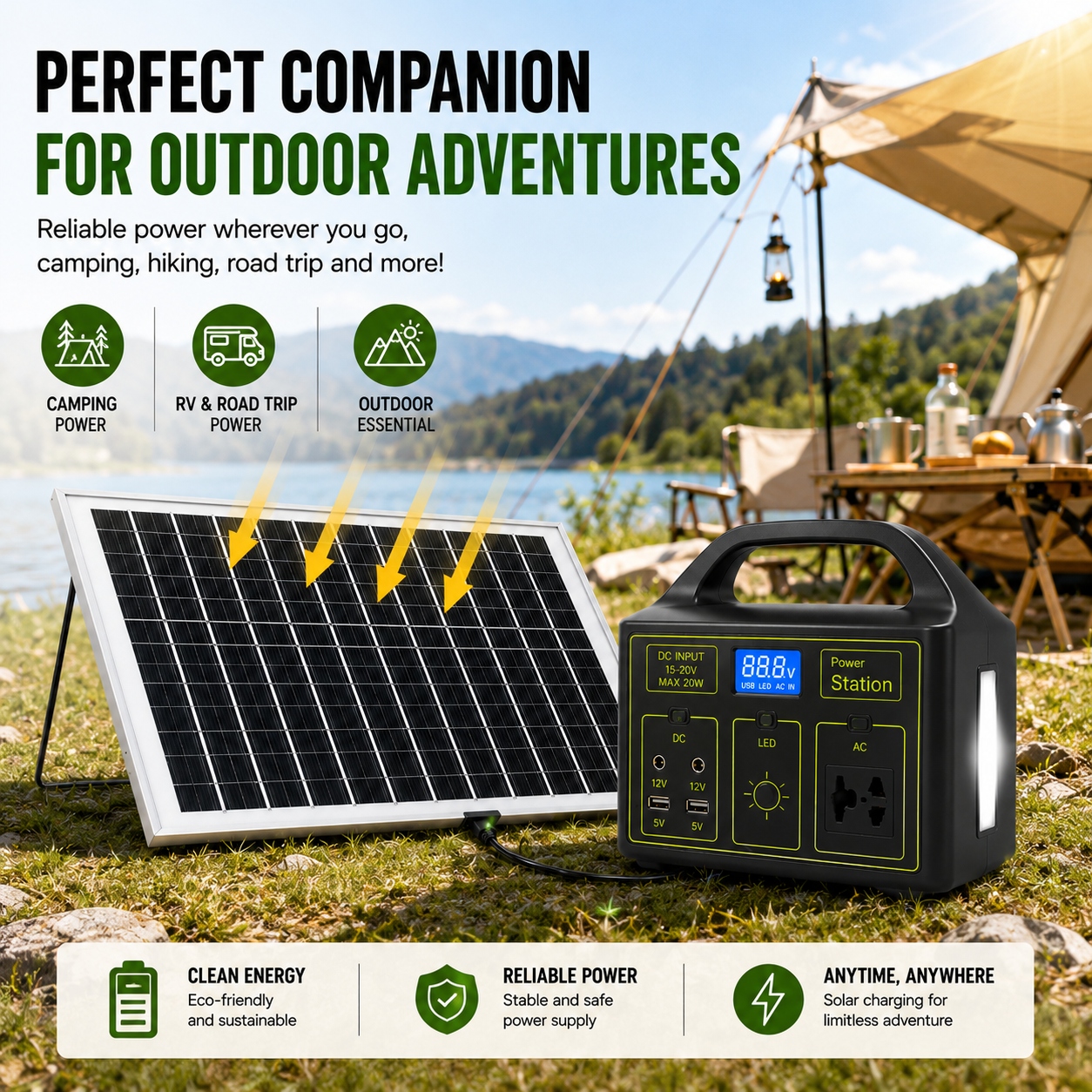 SUNNY Power Station 220V 150W Home Solar Generator Multi-Function Big ...