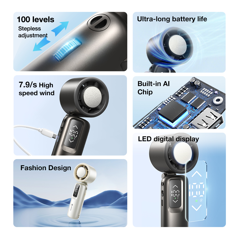Jamay F5PRO Turbo Mini Fan Rechargeable 8000mAh AC Cooling Handheld ...