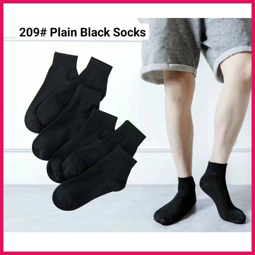 5 Pairs WPFashion New Korean style 209# MID Plain Black socks long ...