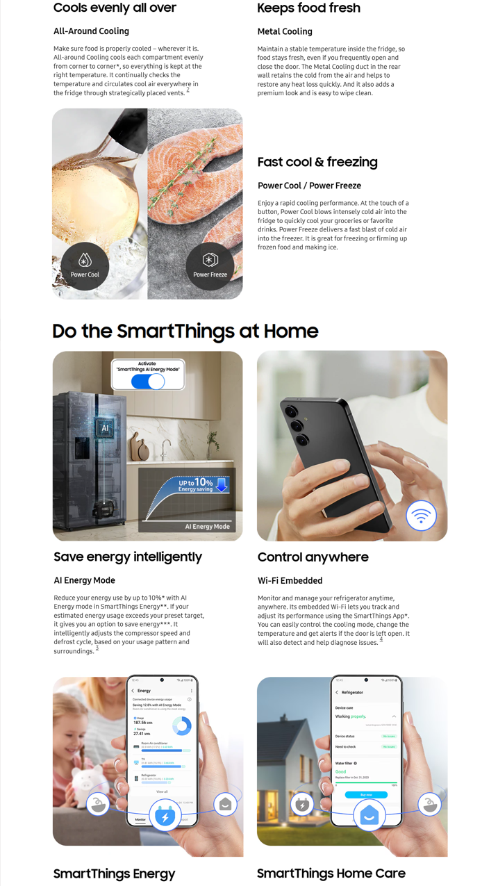 Samsung 20.9 cu.ft. Bespoke AI Side-by-Side Refrigerator All-around ...