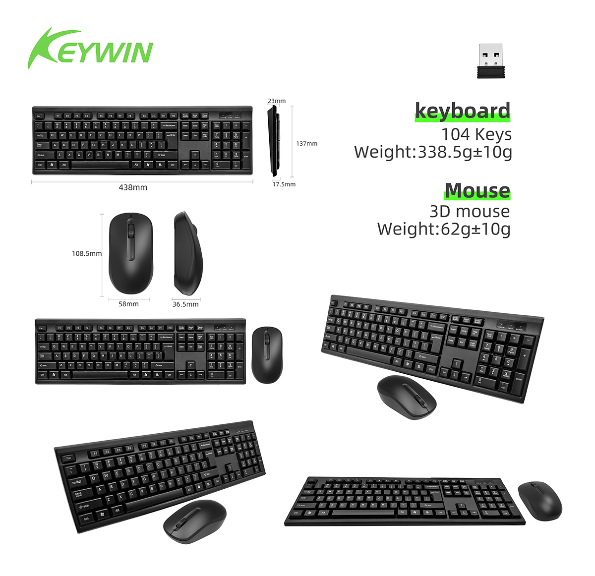 Zeus Wireless Office Keyboard and MouseSet Quiet Typing Easy ...