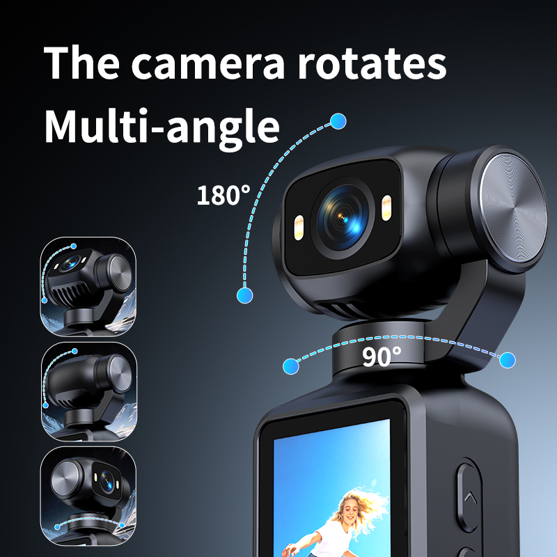 4K Action Camera 180° Rotatable Lens Fill Light Handheld Sports ...