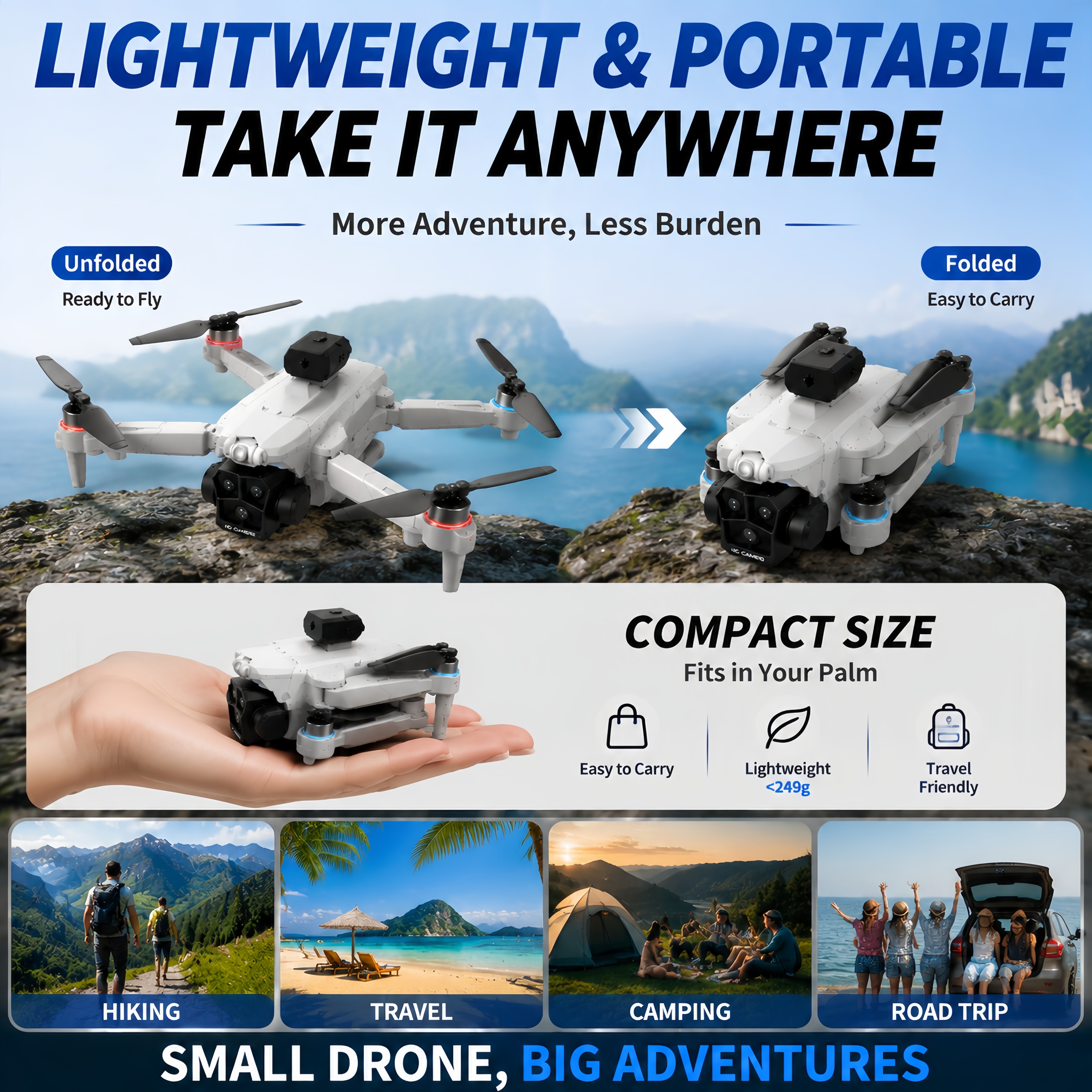 H2 RC Drone 4K Triple Camera with Screen Remote Obstacle Avoidance ...