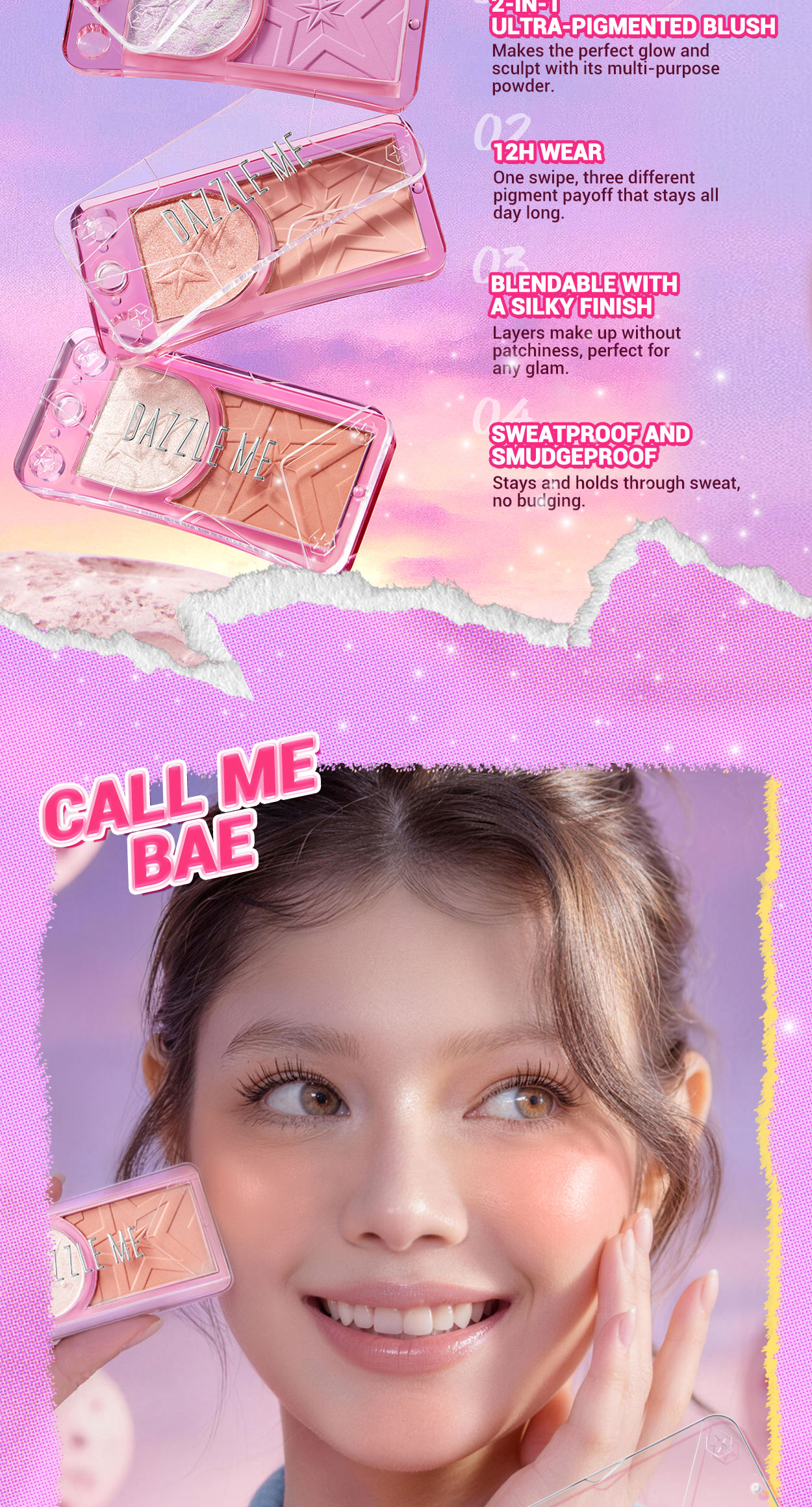 DAZZLE ME Pinch Me Duo Cheek Powder | 2-in-1 Ultra Pigmented Blush ...