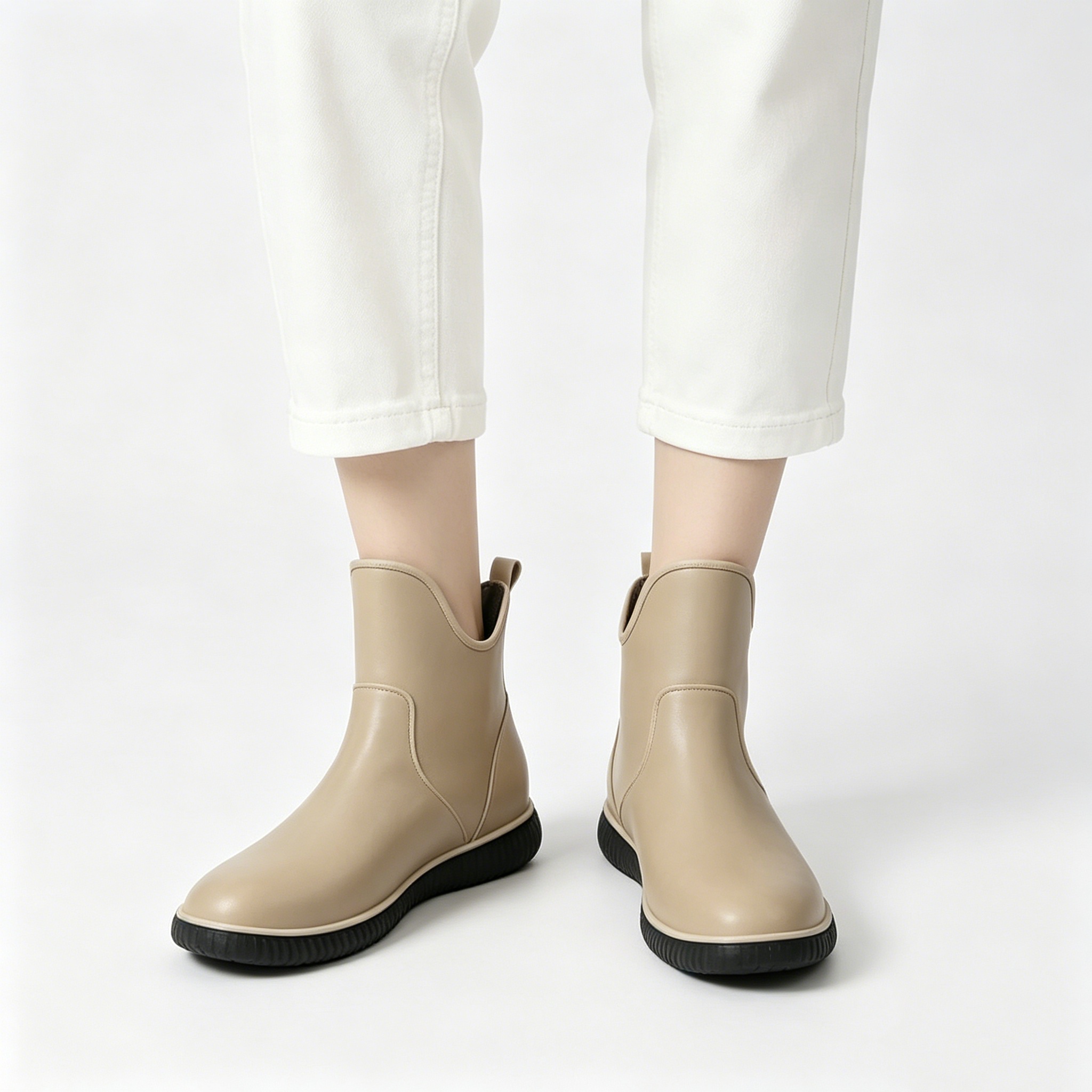 Women's Short Rain Boots Slip On Fashion Solid Color Outdoor Rubber Non ...
