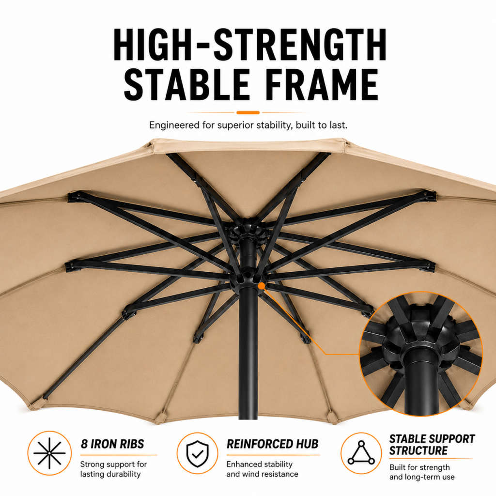 2.7M Big Outdoor Patio Umbrella Garden Umbrella Tilt & Crank UV ...