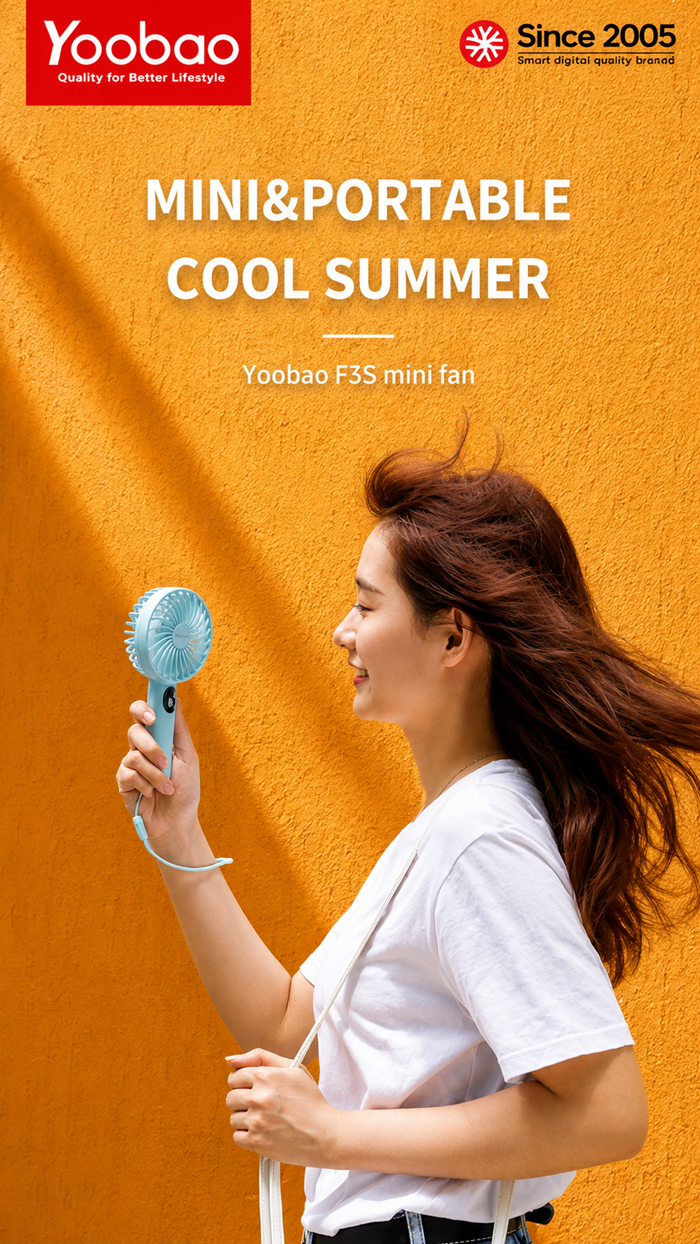 Yoobao F3S Hand Held Rechargeable Mini Portable Fan with Flexible 3 ...