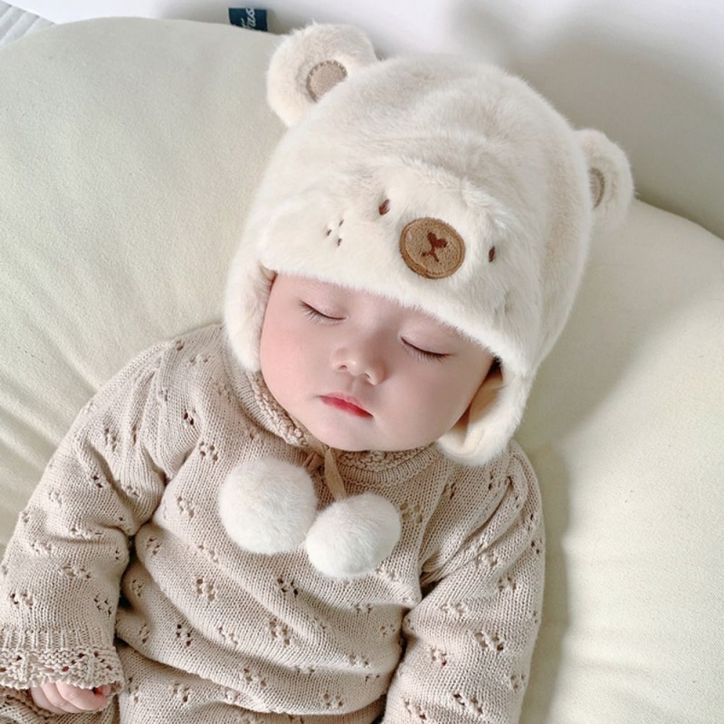 Warm Baby Bear Hats Soft Winter Newborn Bonnet Hats Cute Ear Protection ...