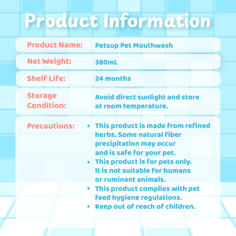 Petsup Organic Pet Mouthwash 380ml Fresh Breath Remove Tartar ...