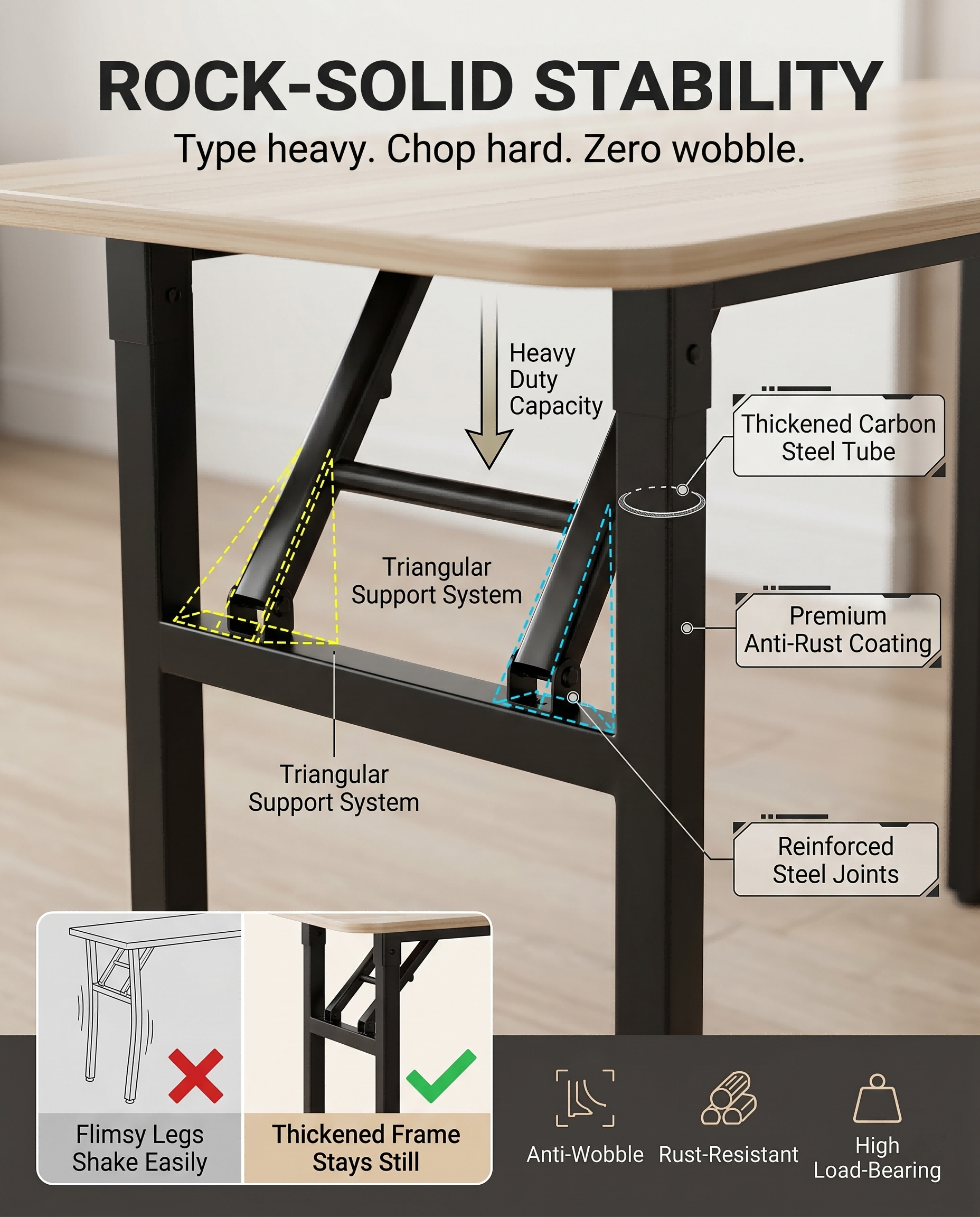 【Thickened】Simple Folding Table Portable Study Table Office/Computer ...