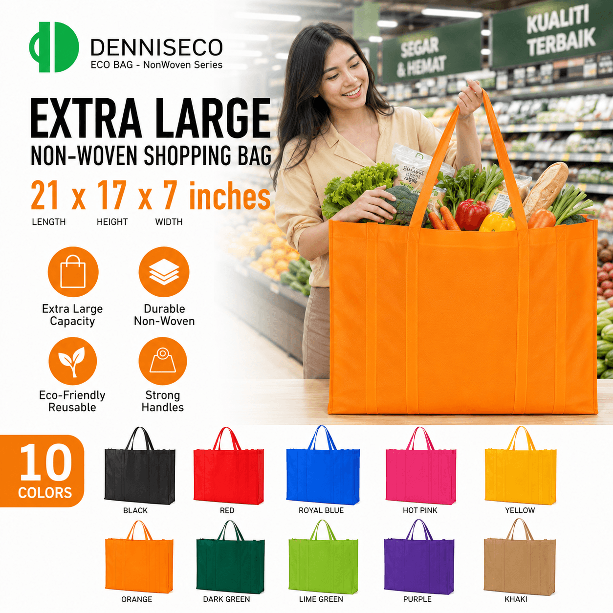 Eco Bag Long Handle XXL big size Plain Non-woven Shopping Storage ...