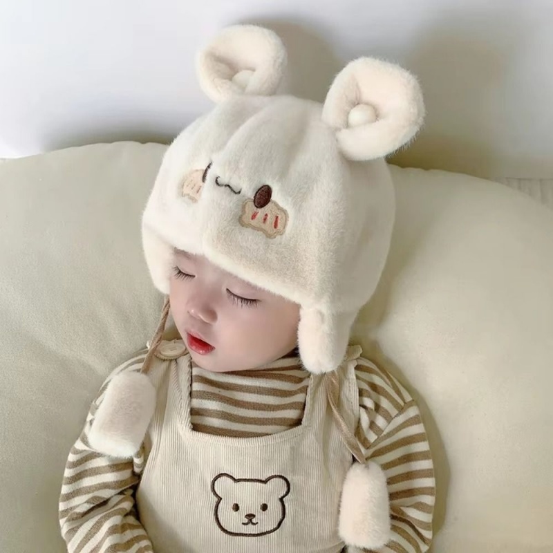 Warm Baby Bear Hats Soft Winter Newborn Bonnet Hats Cute Ear Protection ...