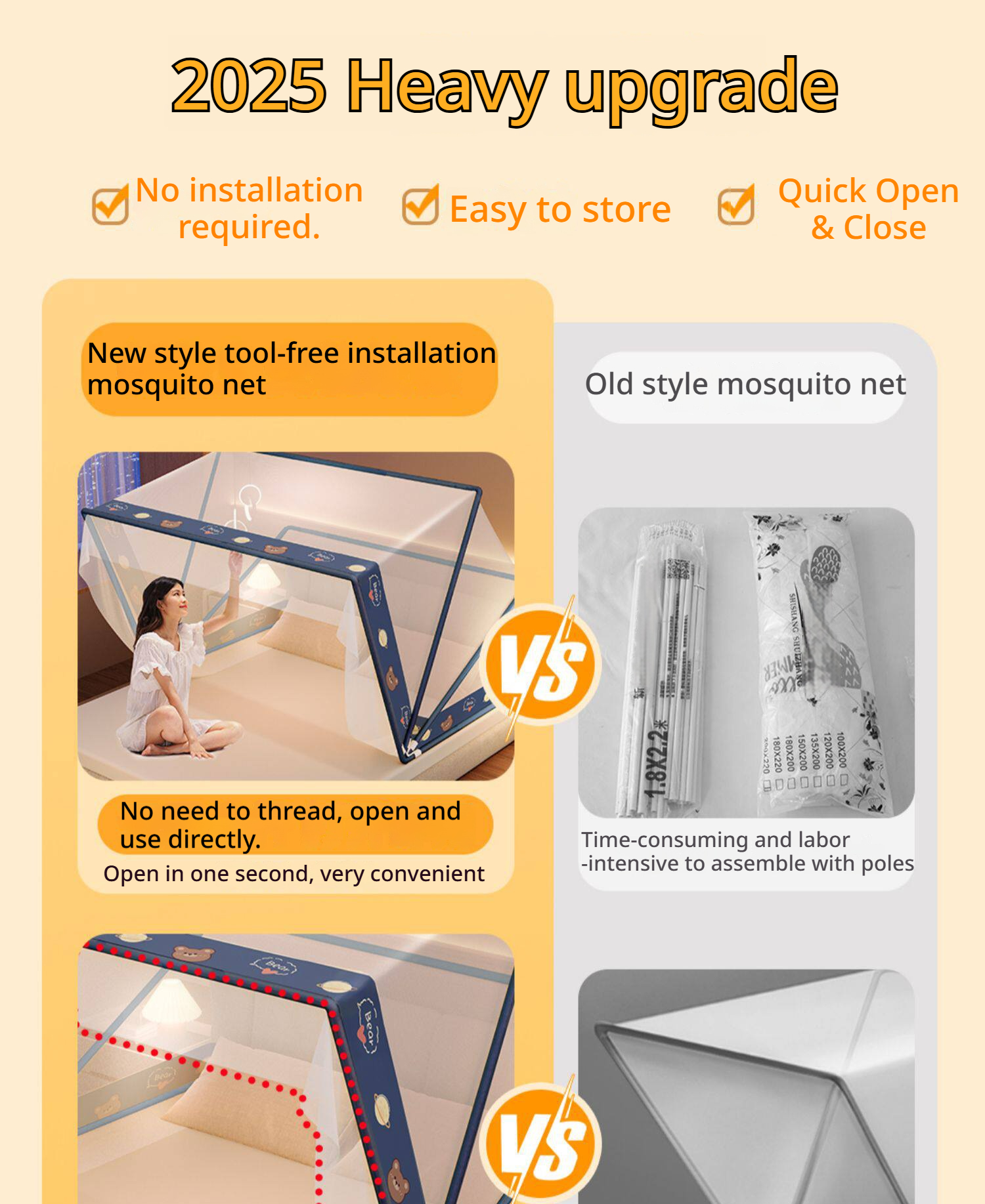 Mosquito Net Foldable 1.8 King/1.5 Queen Bed Size Adult Children ...